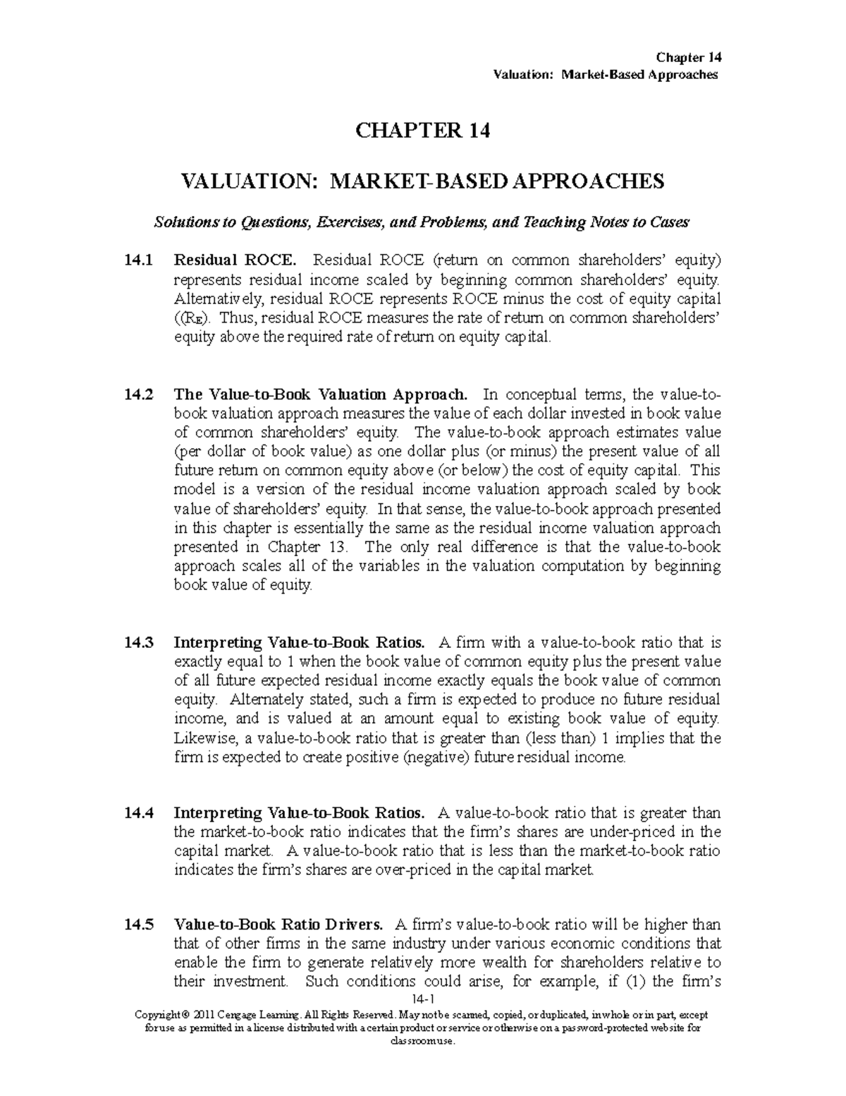 Chapter 14: Valuation - Market-Based Approaches and Key Metrics ...