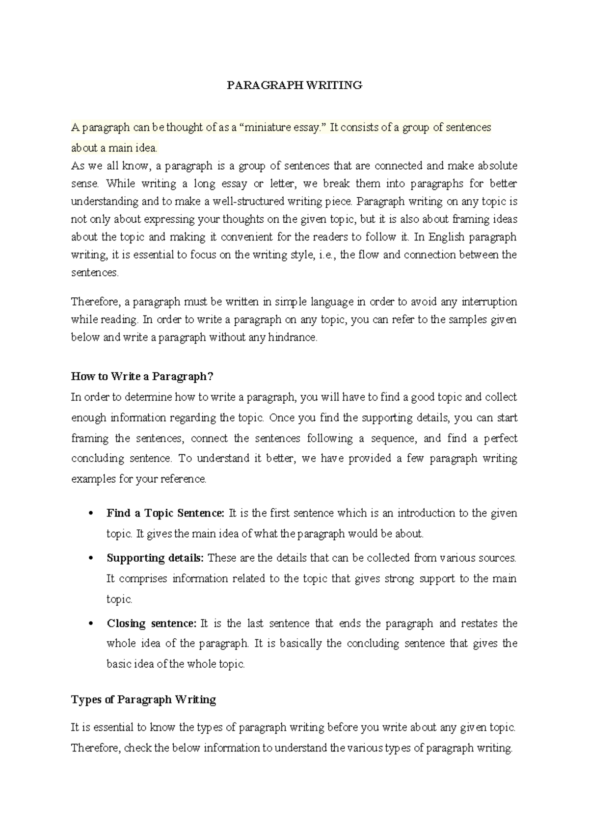 ENG101: Paragraph Writing Techniques and Tips - Studocu