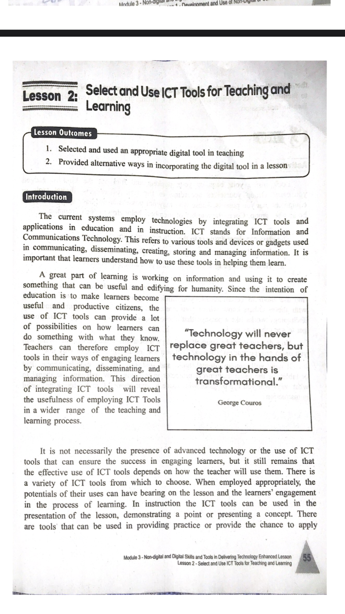 ICT Lesson 2: Selecting and Utilizing Digital Tools for Education - Studocu