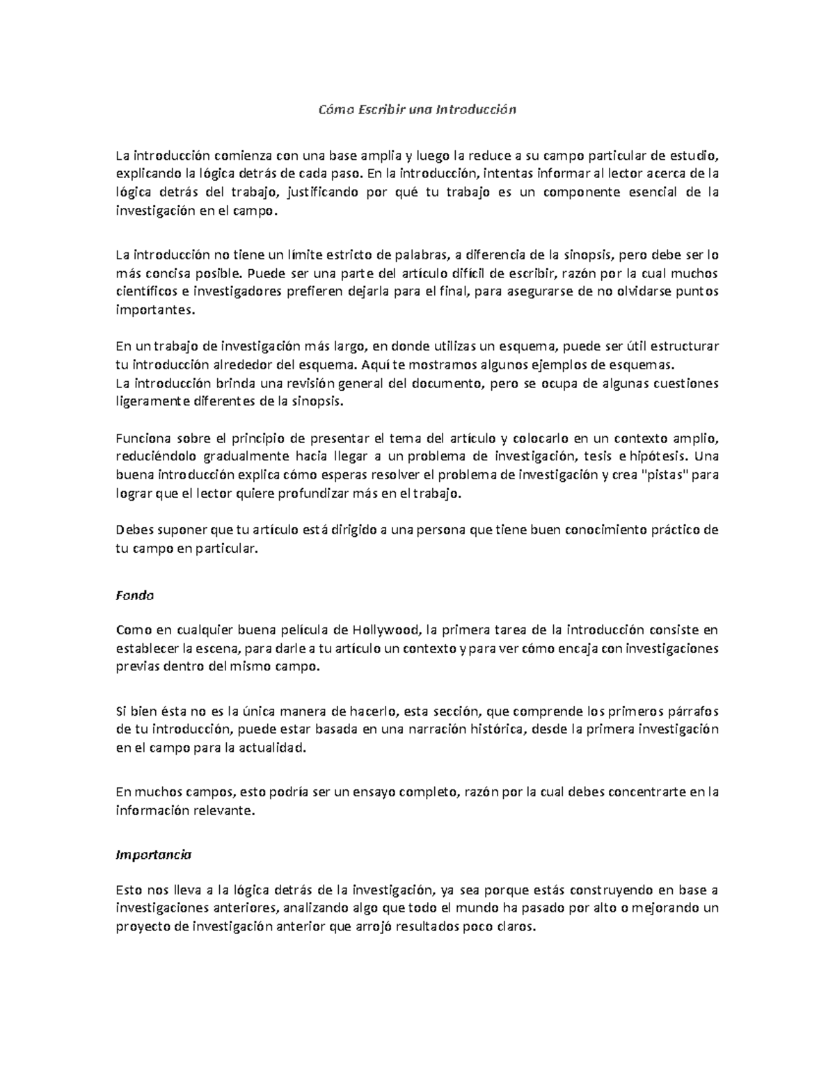 Cómo Escribir una Introducción Efectiva: Guía Práctica - Studocu