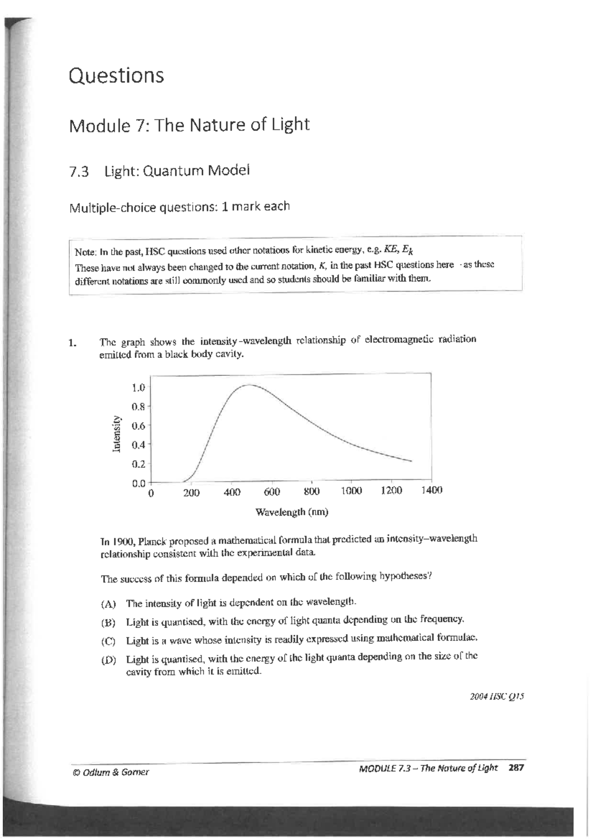 7.3 HSC Questions: The Nature of Light - Quantum Model Insights - Studocu