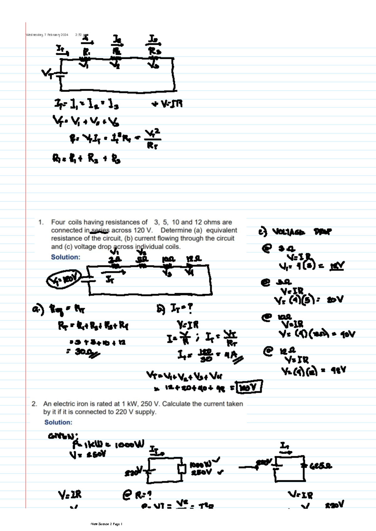 OHMS LAW EX - sample problems - Electrical Circuits - Wednesday, 7 ...