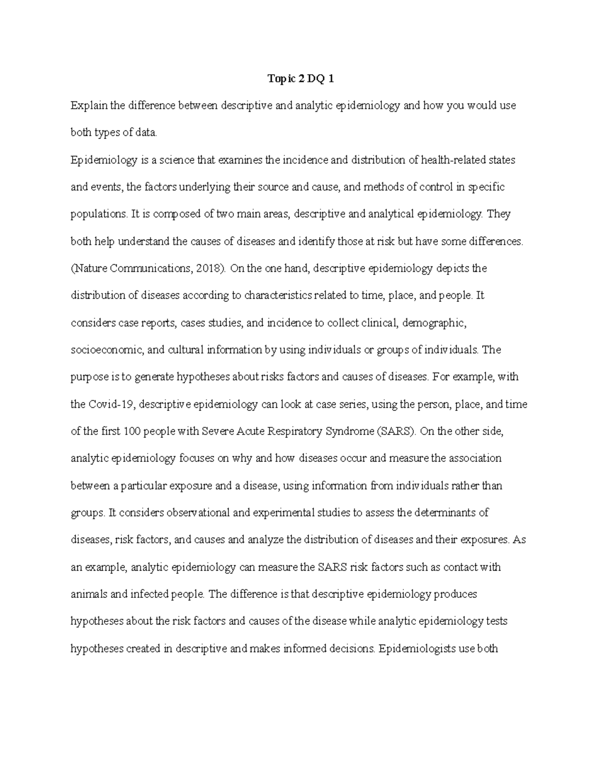 Differences between Descriptive & Analytic Epidemiology: A Summary - Studocu