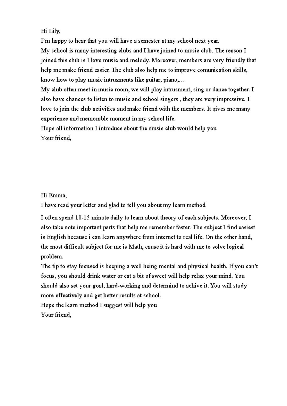 Music Club Experience and Study Methods - 111 - Studocu