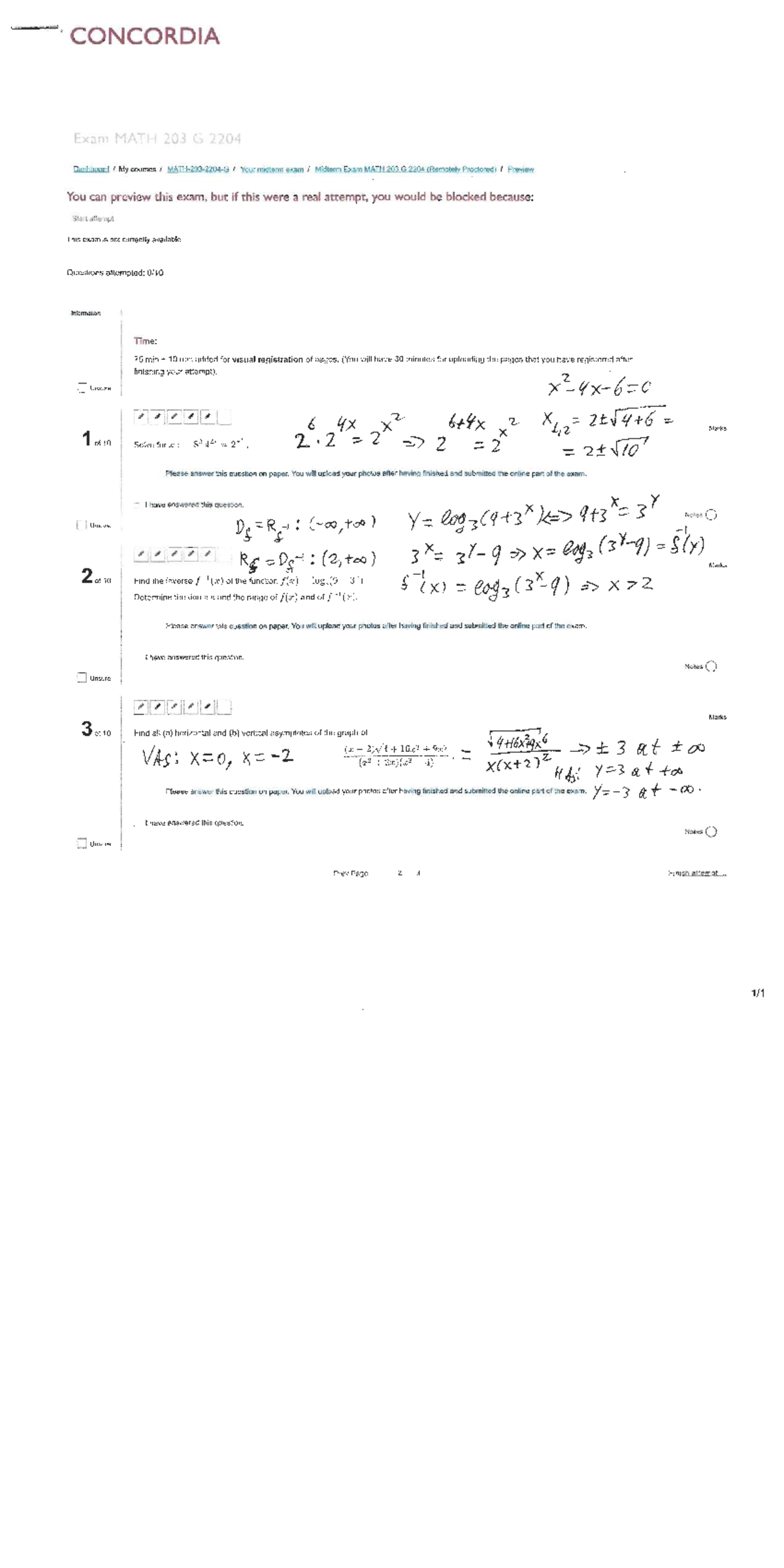 Midterm Exam Solutions for MATH 203 G 2204 - Winter 2021 - Studocu