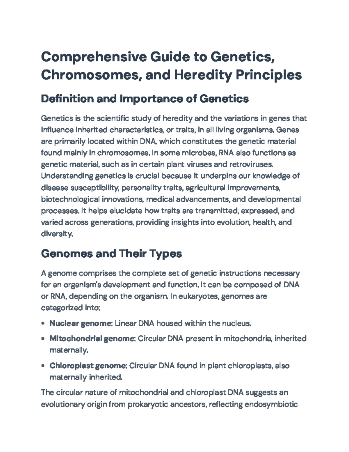 Comprehensive Overview of Genetics and Heredity Principles (BIO 101 ...