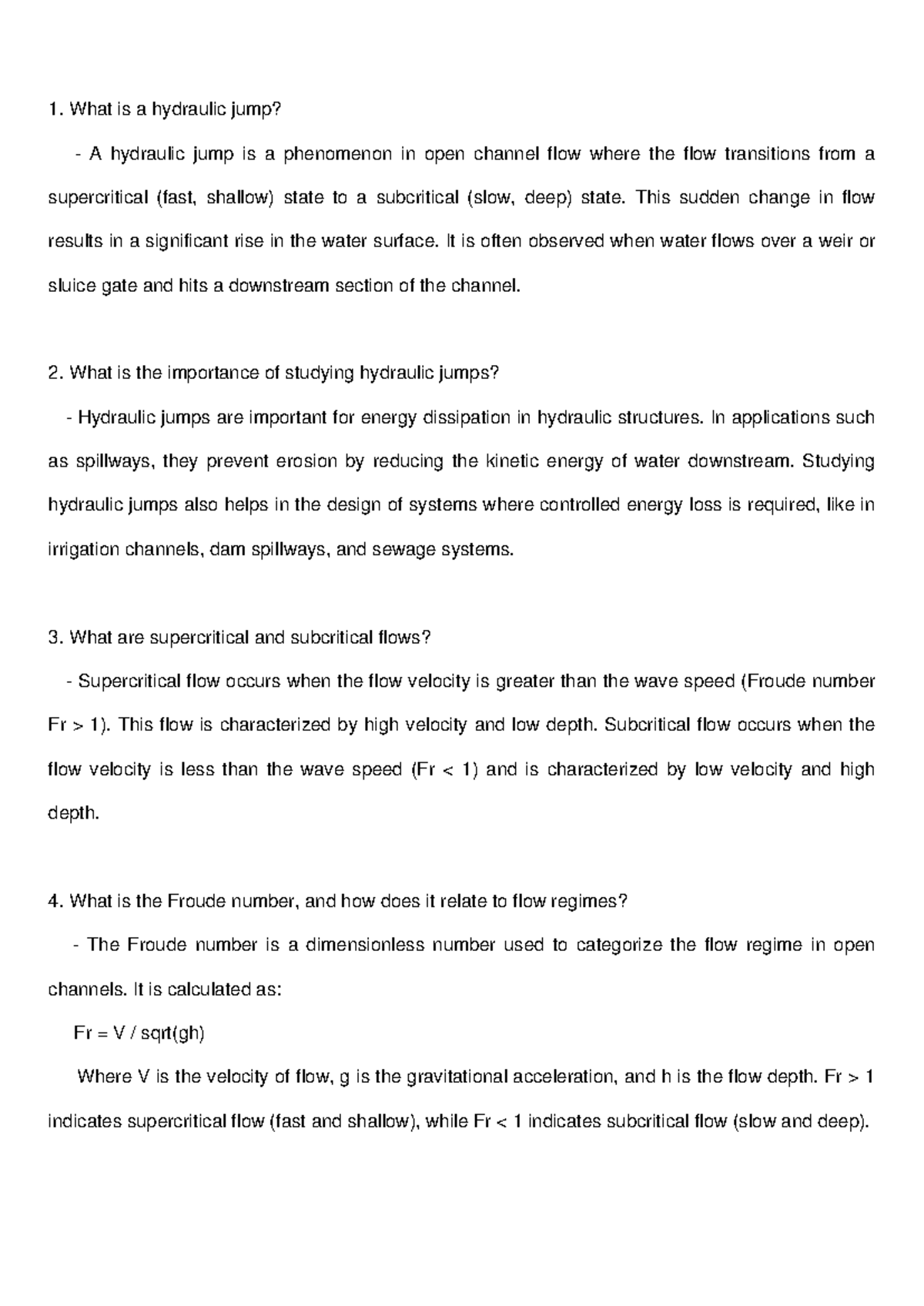 Hydraulic Jump: Key Viva Questions & Answers for Fluid Mechanics Exam ...