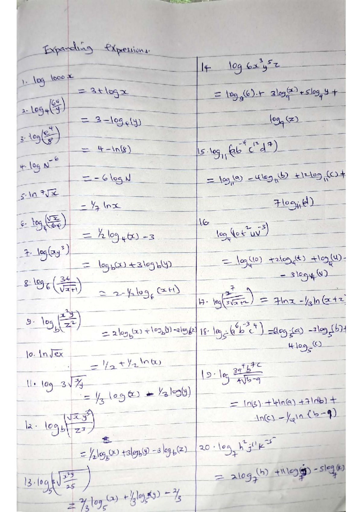Properties of Logarithms: Expanding Expressions and Applications - Studocu
