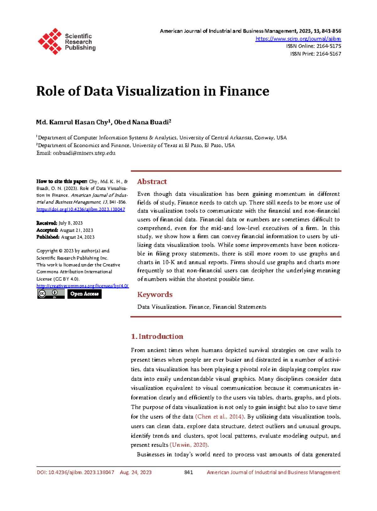 Role of Data Visualization in Finance - American Journal of Industrial ...