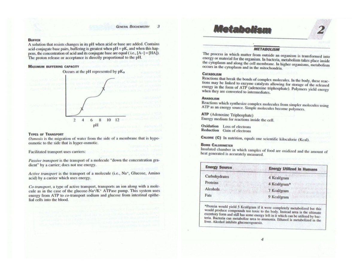 GENERAL BIOCHEMISTRY 3: Buffer Systems and Metabolism Overview - Studocu