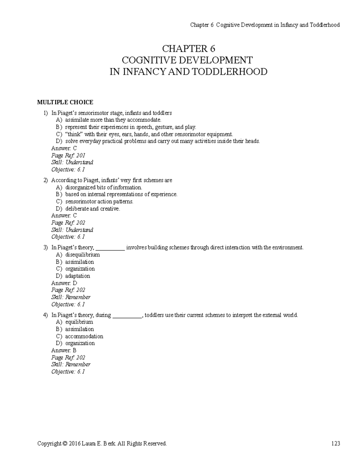 ICA8 TB ch06 - Cognitive Development in Infancy & Toddlerhood: MCQs ...