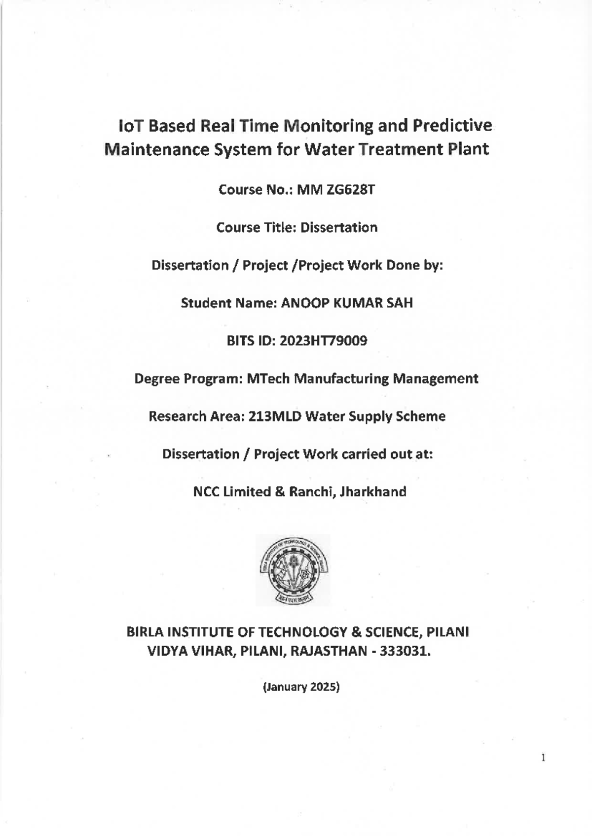 IoT based real-time monitoring and predictive maintenance for WTP (MM ...
