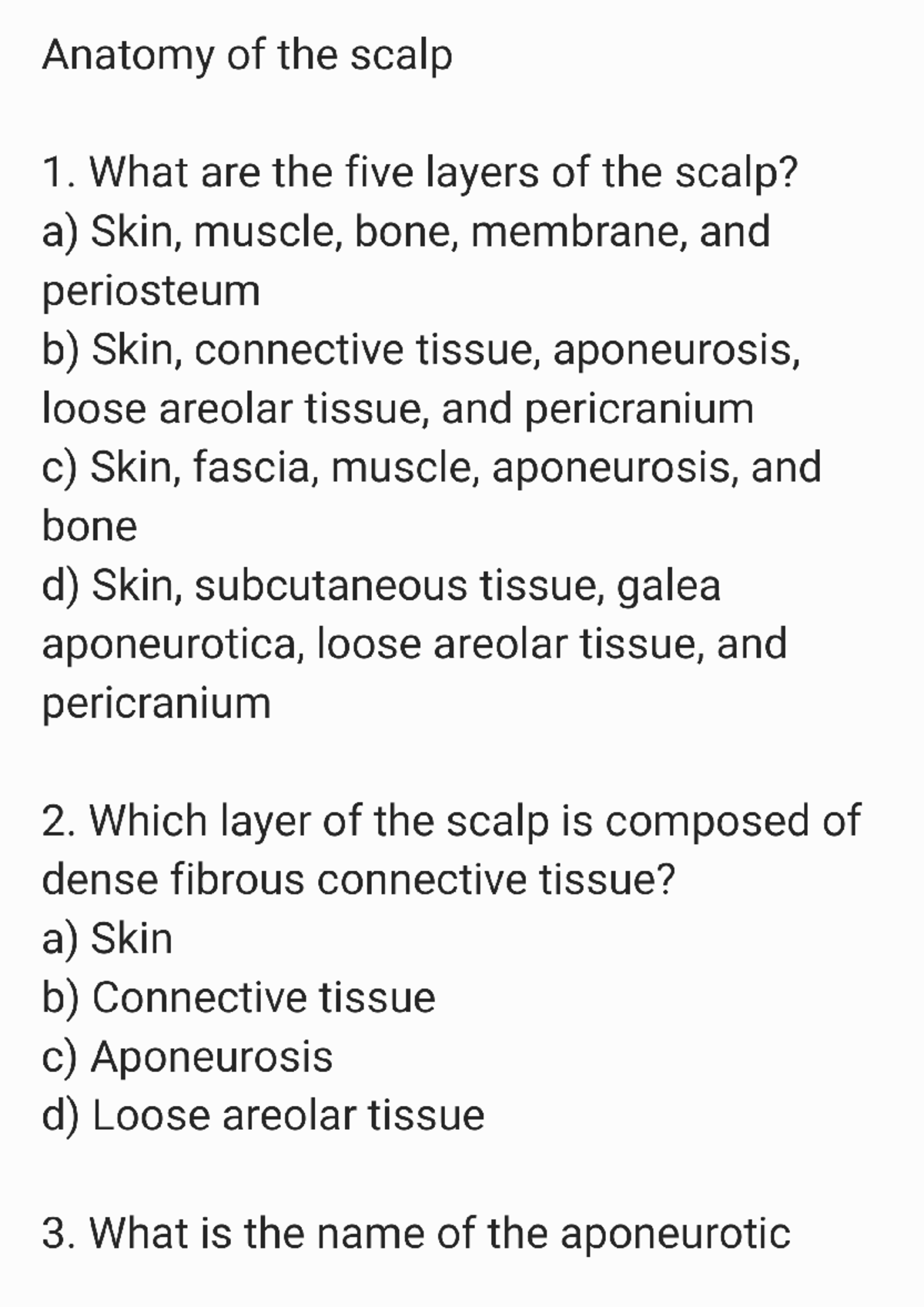 Anatomy of the Scalp: MCQs with Detailed Explanations - Studocu