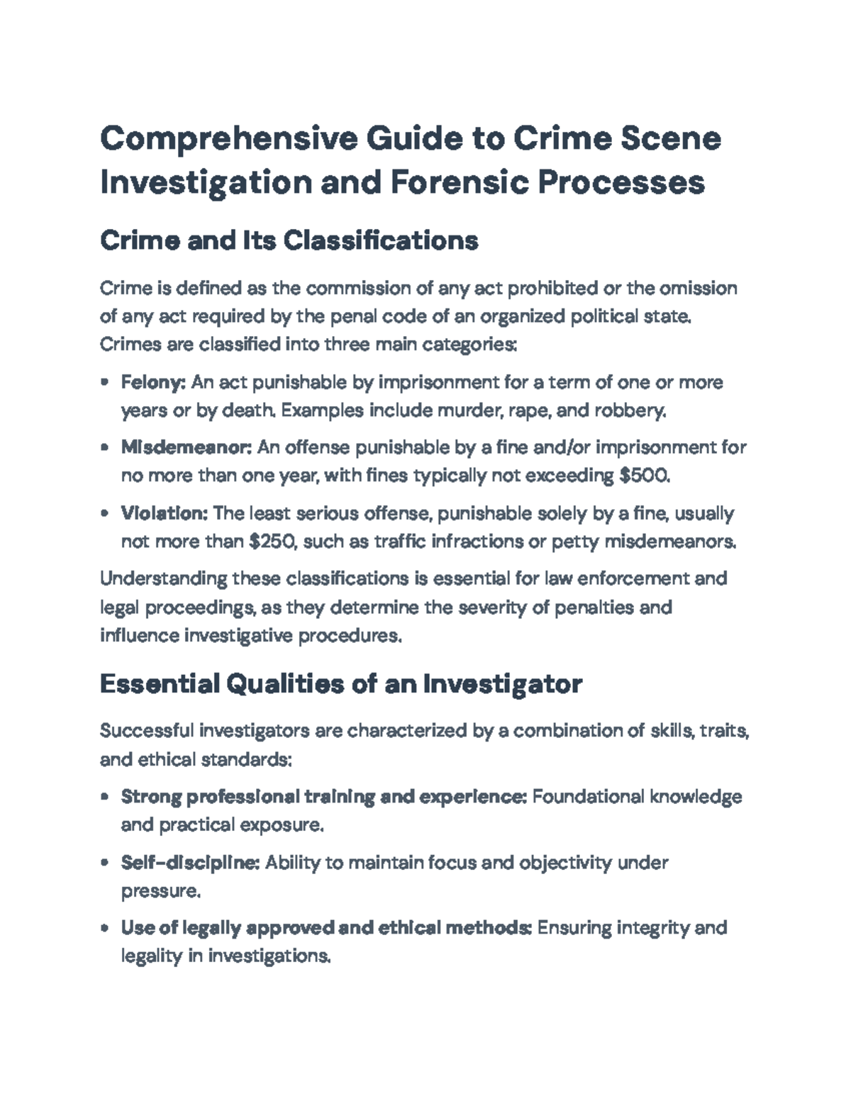 Comprehensive Guide to Crime Scene Investigation & Forensic Processes ...