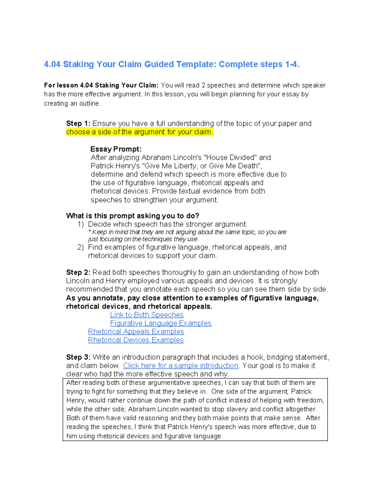 Lesson 4 - English 2: Analyzing Effective Arguments in Speeches - Studocu