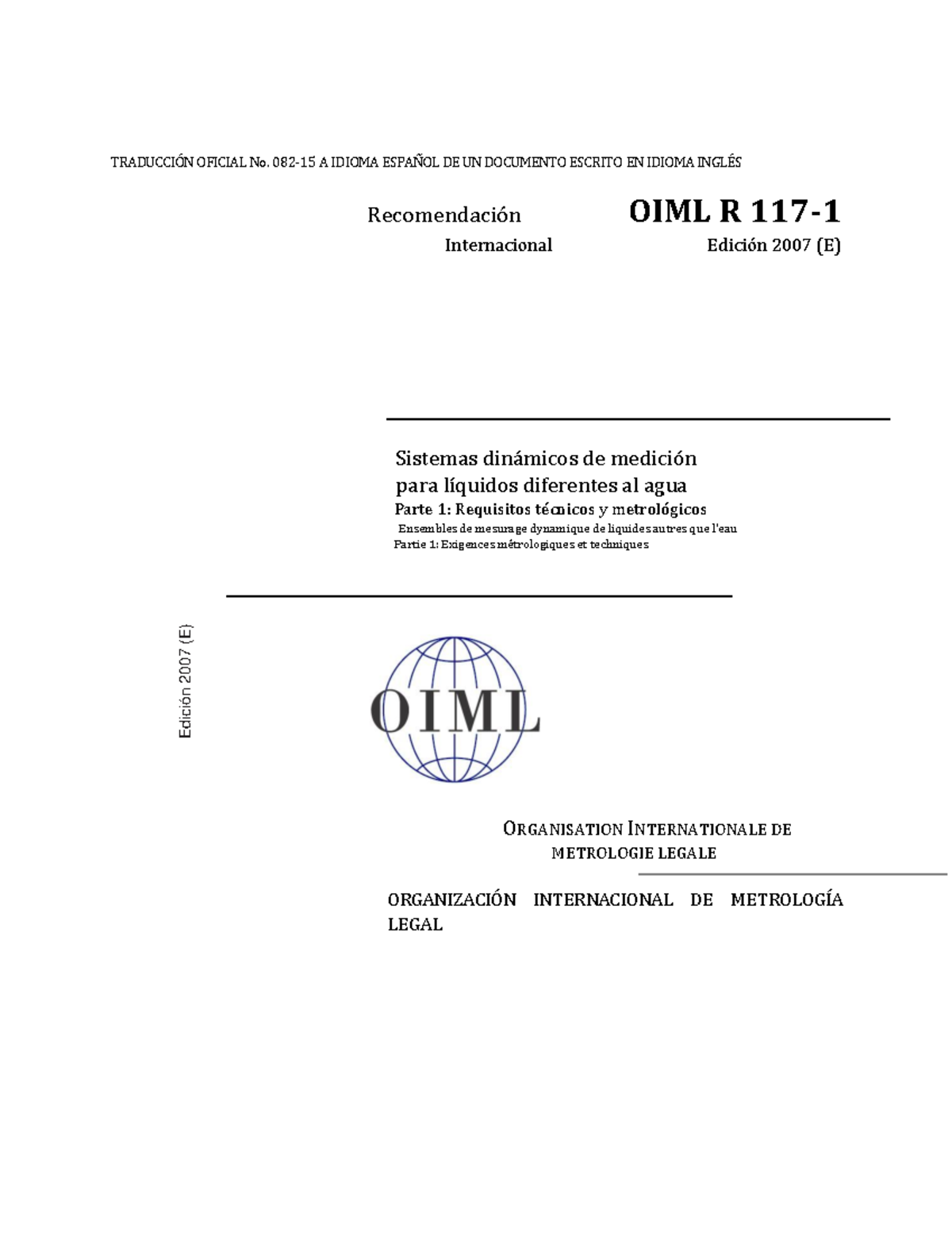 OIML R 117 Sistemas Dinámicos de Medición para Líquidos No Acuosos ...