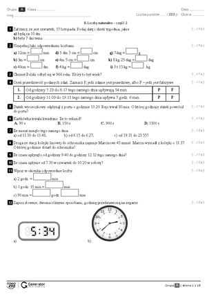 Matematyka Klasa 7 - Sprawdzian z Geometrii i Figury Geometryczne - Studocu