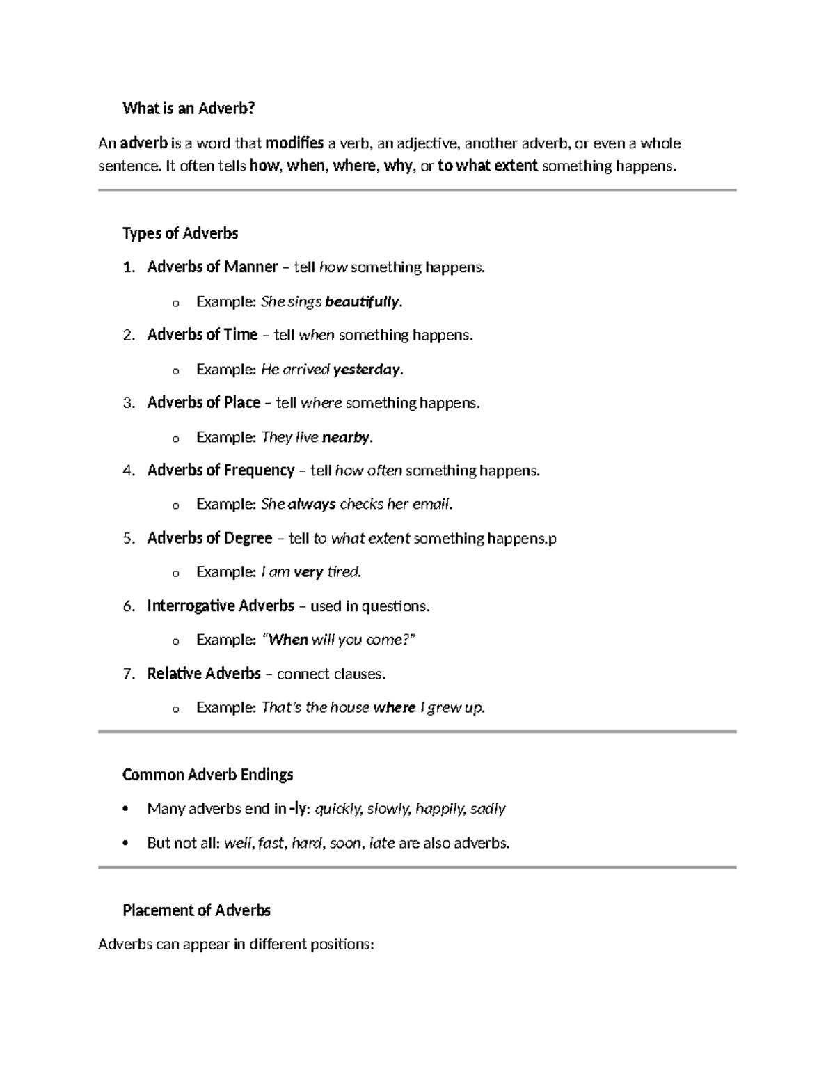 🔹 Understanding Adverbs: A Comprehensive Guide for Grade 7 - Studocu