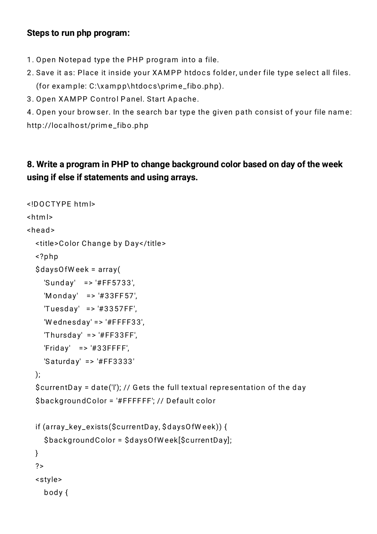 PHP Programming Steps and Examples: OC TYPE htm PHP Guide - Studocu