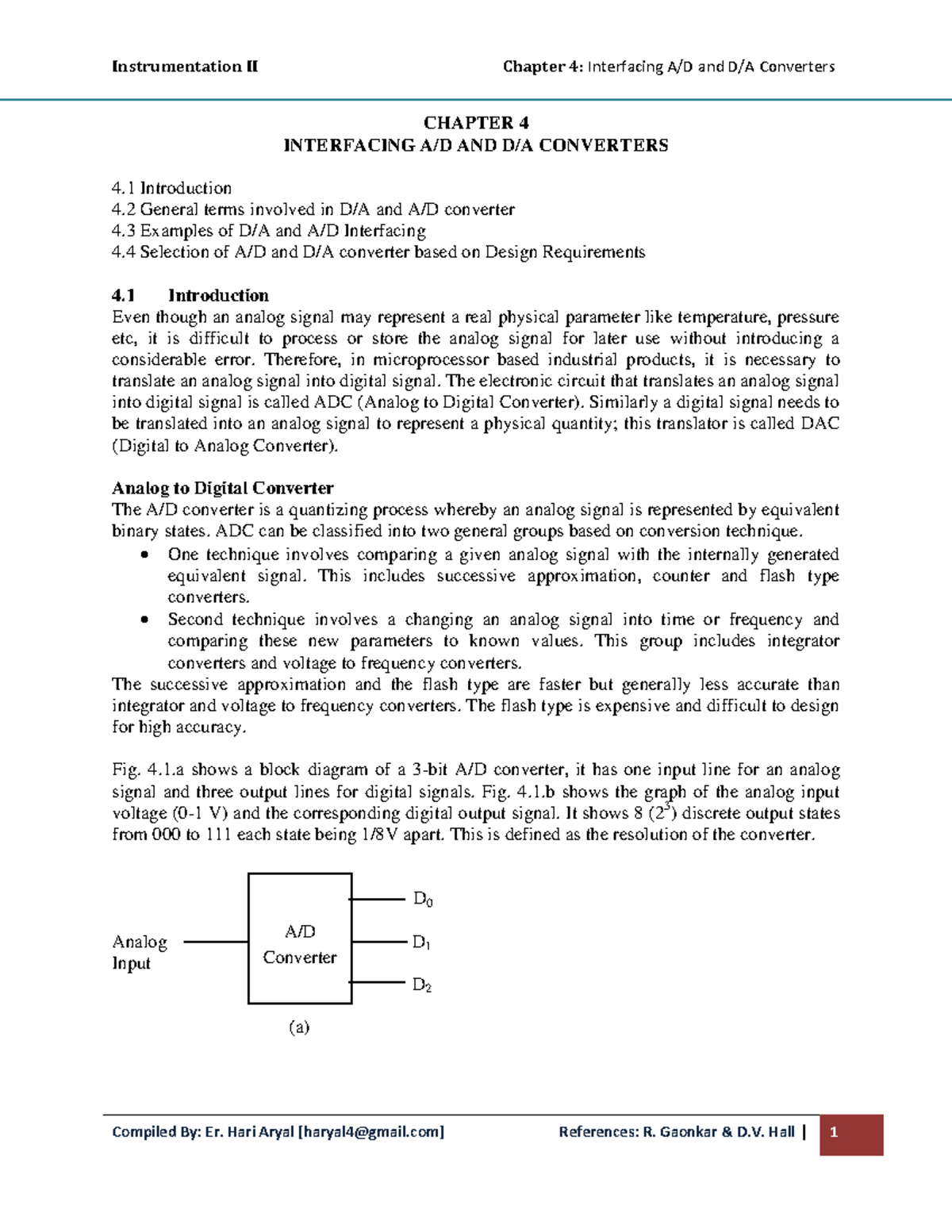 Chapter 4 - Interfacing A/D and D/A Converters in Microprocessors - Studocu