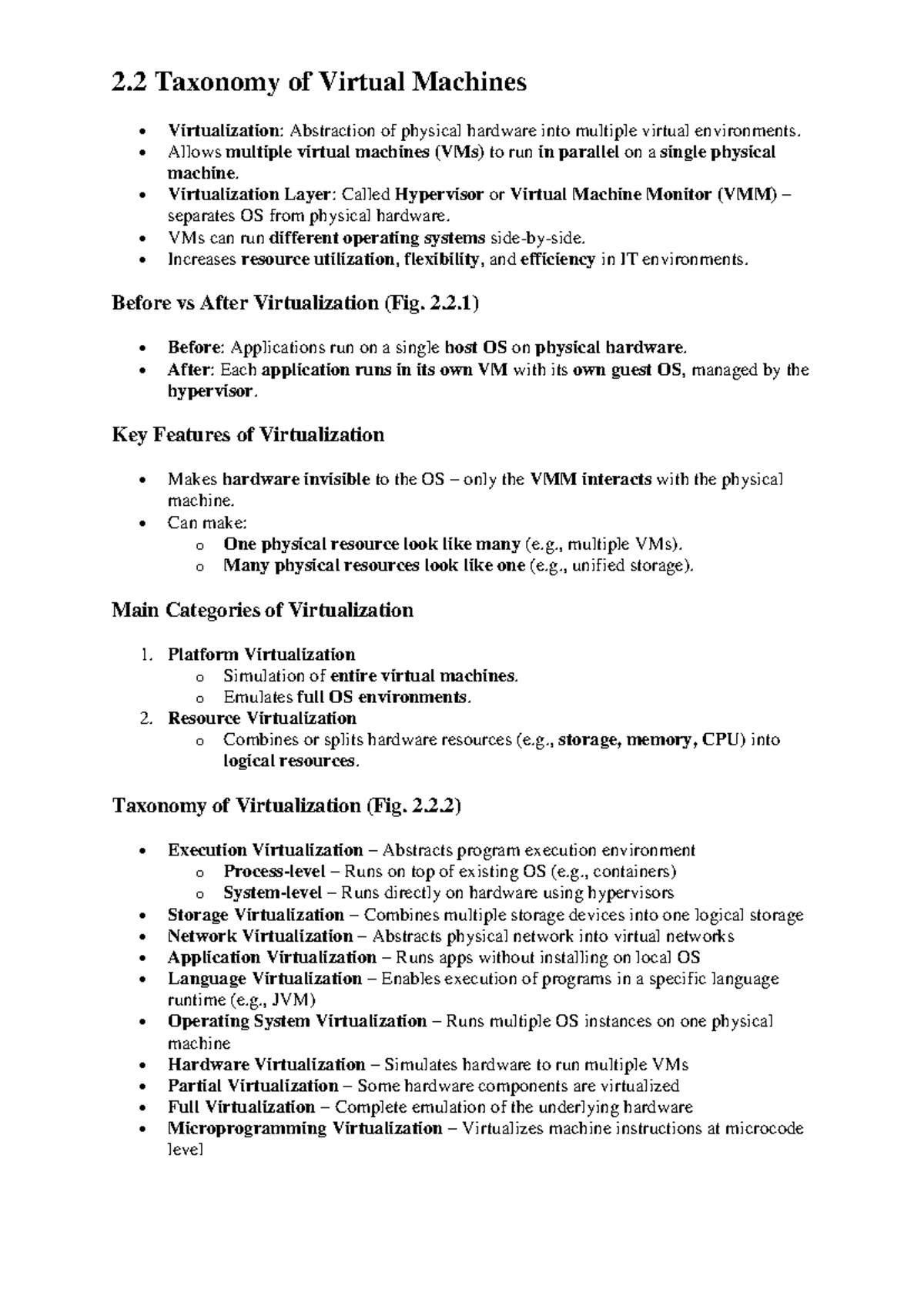 UNIT 2: Taxonomy of Virtual Machines and Virtualization Techniques - Studocu