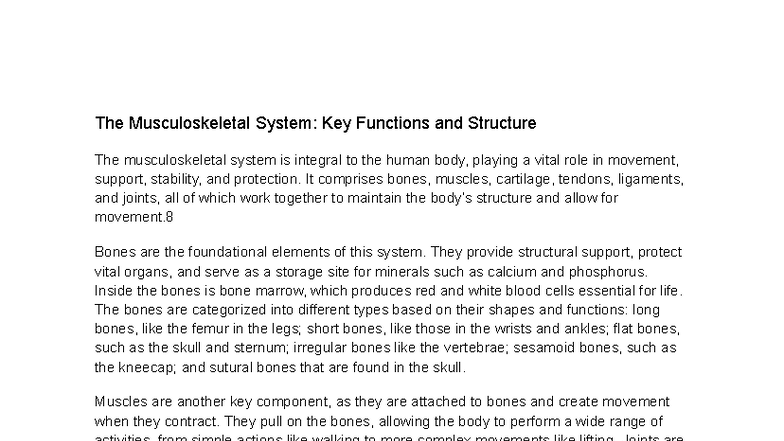 8a - Musculoskeletal System: Functions, Structure & Disorders - Studocu