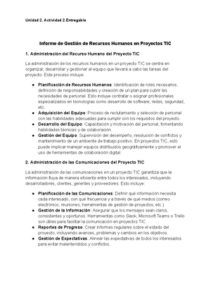 Unidad 3. Actividad 2 - tarea de gerencia de proyecto - 1. Presupuesto ...