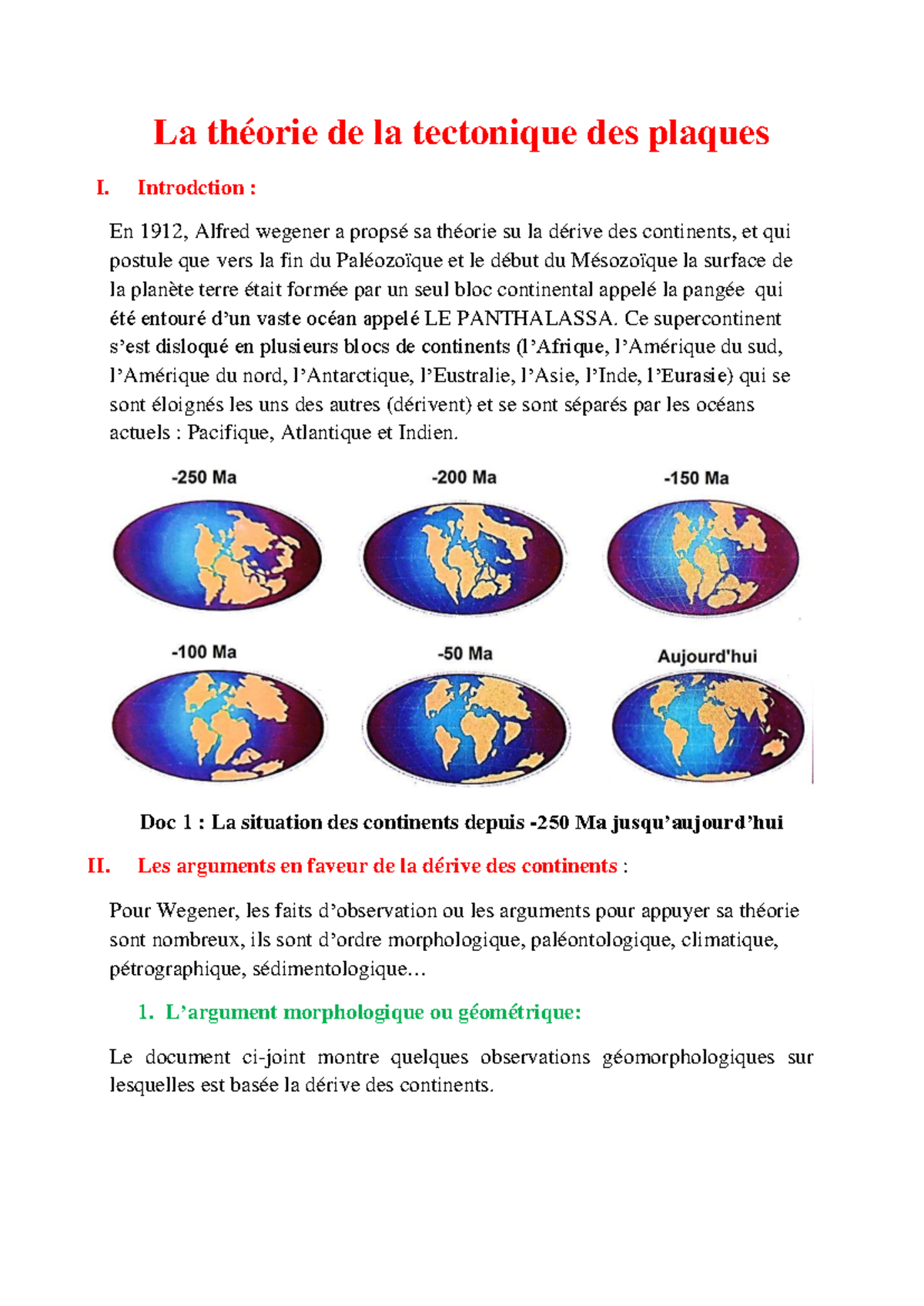 La théorie de la tectonique des plaques : Dérive des continents et ...