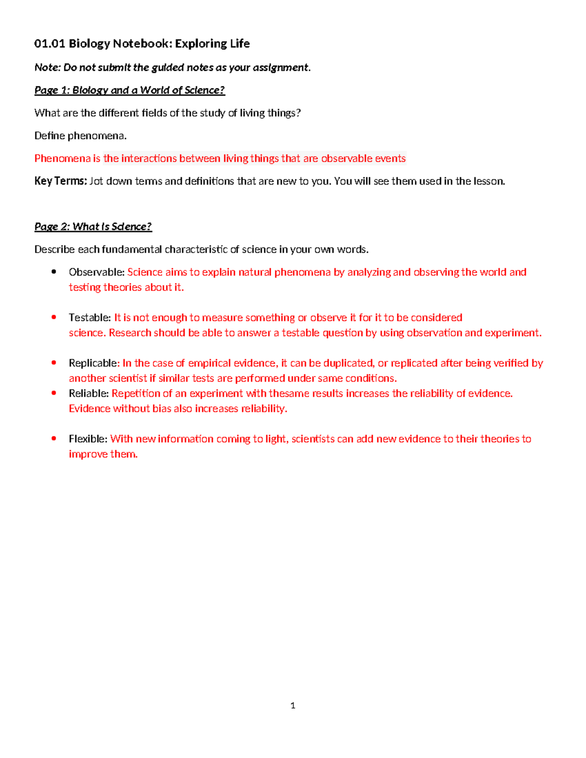 Biology 1.01 Lecture Notes: Understanding Life & Science Concepts - Studocu