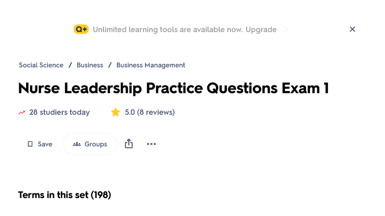 Nurse Leadership Practice Questions Exam 1 - Flashcards Review - Studocu