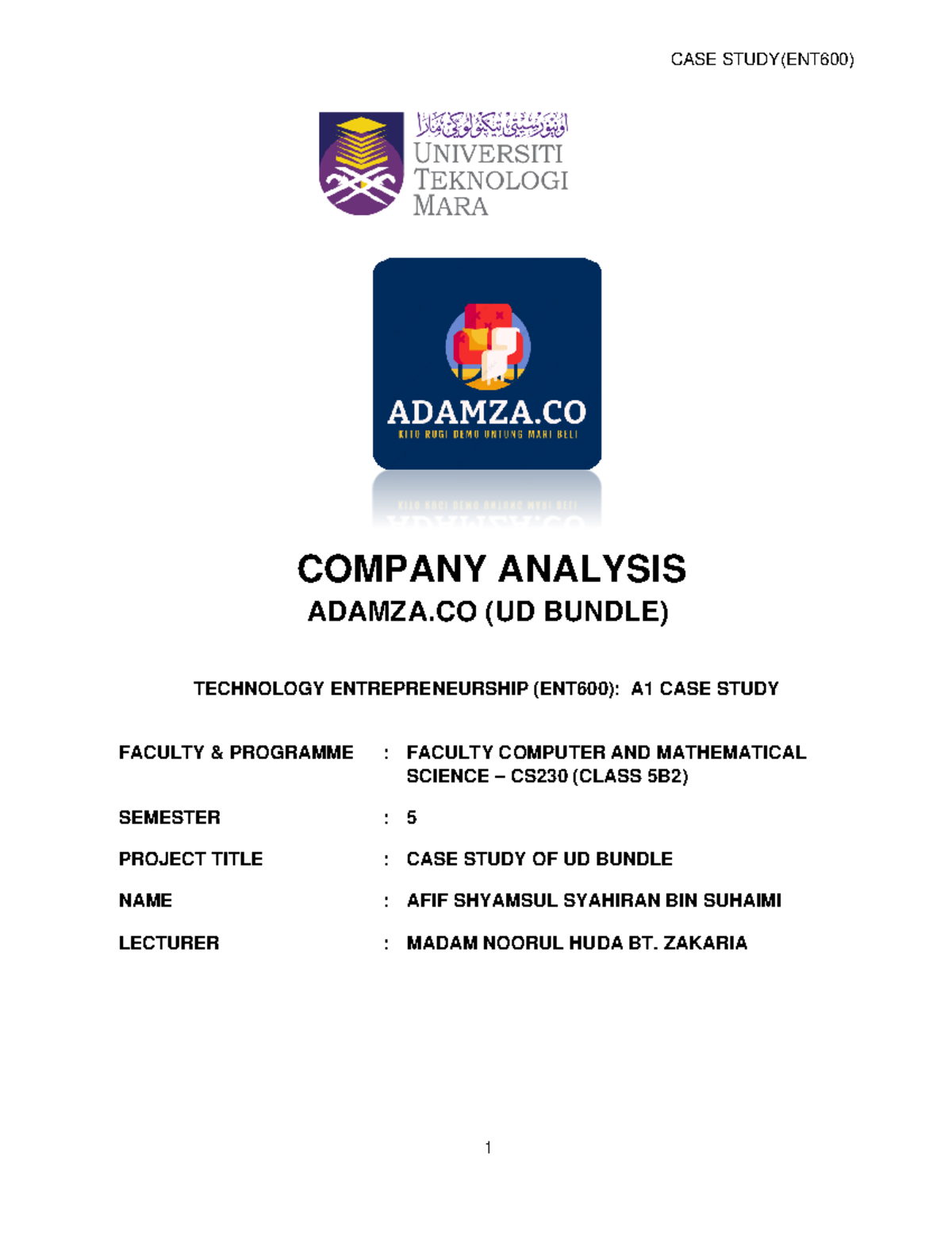 CASE STUDY - UD BUNDLE (ENT600 A1) Analysis and Insights - Studocu