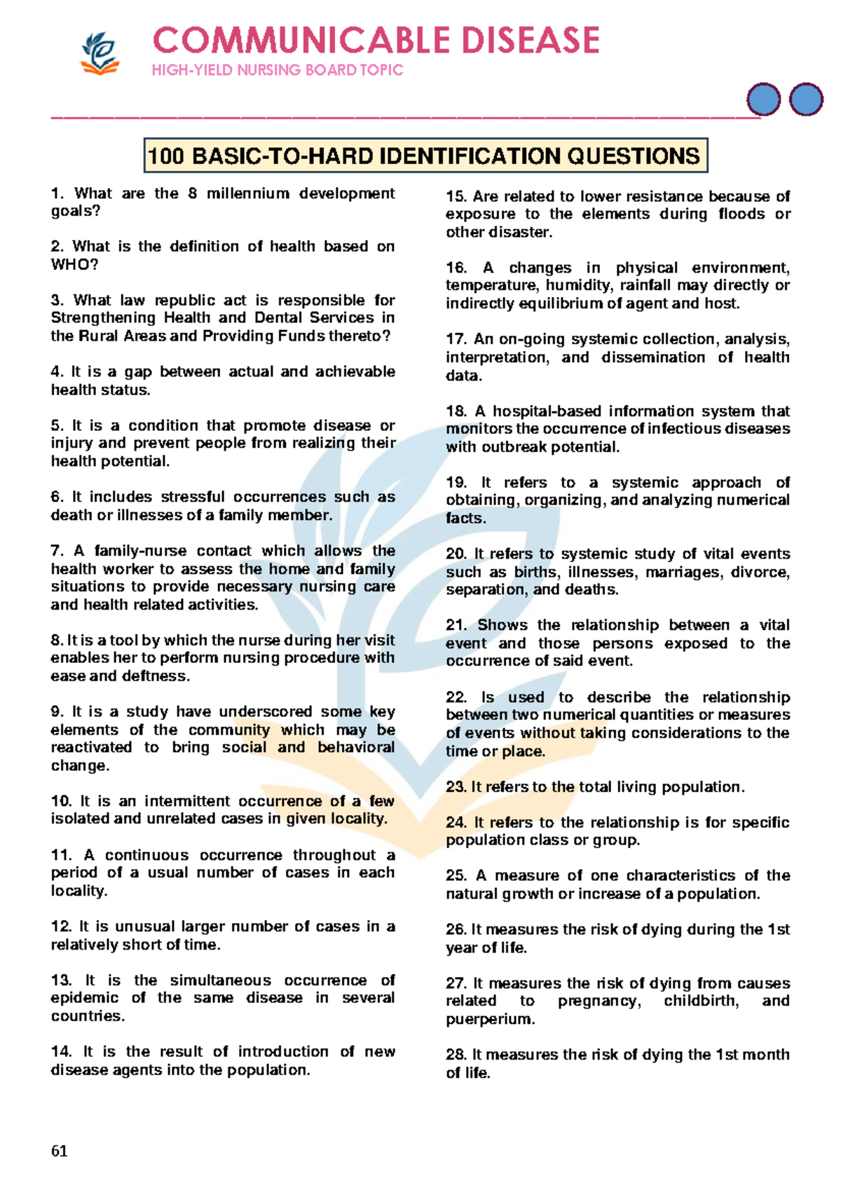 CD QS - Communicable Disease Lecture Notes - Studocu