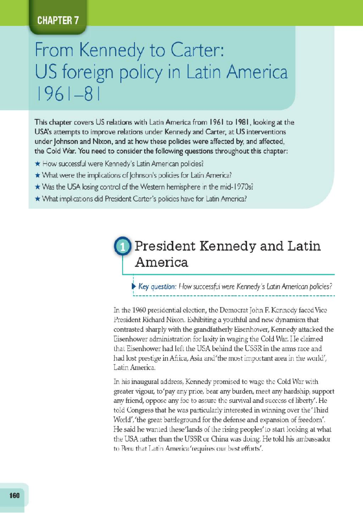 CHAPTER 7: US Foreign Policy in Latin America (1961-1981) - Kennedy to ...