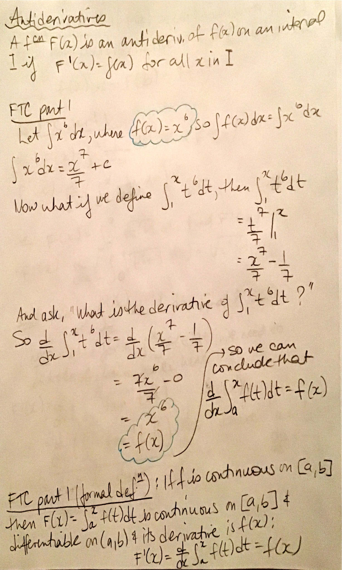 Antiderivative Notes for Calculus: FTC Parts 1 & 2 - Studocu