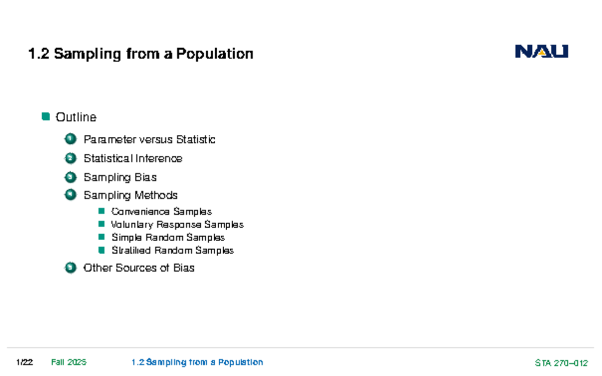 Sampling Techniques and Bias in Statistical Inference - STA 270 Midterm ...
