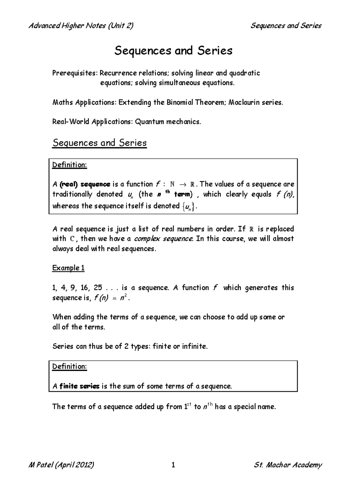 Math 101: Sequences and Series Final Exam Lecture Notes - Studocu
