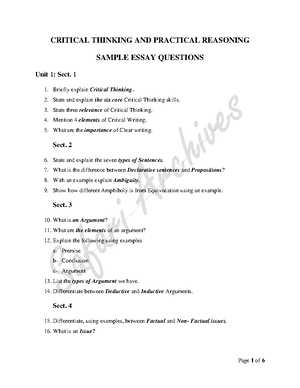 [Solved] Critical Thinking amp Practical Reasoning objective questions ...