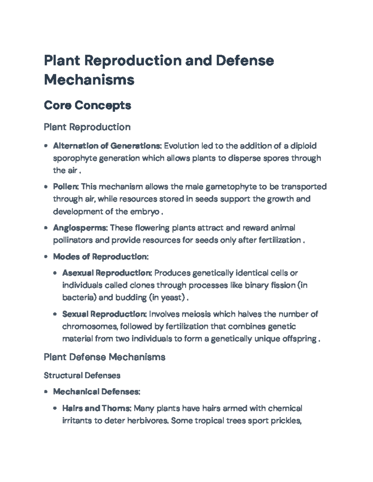 Plant Reproduction and Defense Mechanisms Overview - Plant Reproduction ...