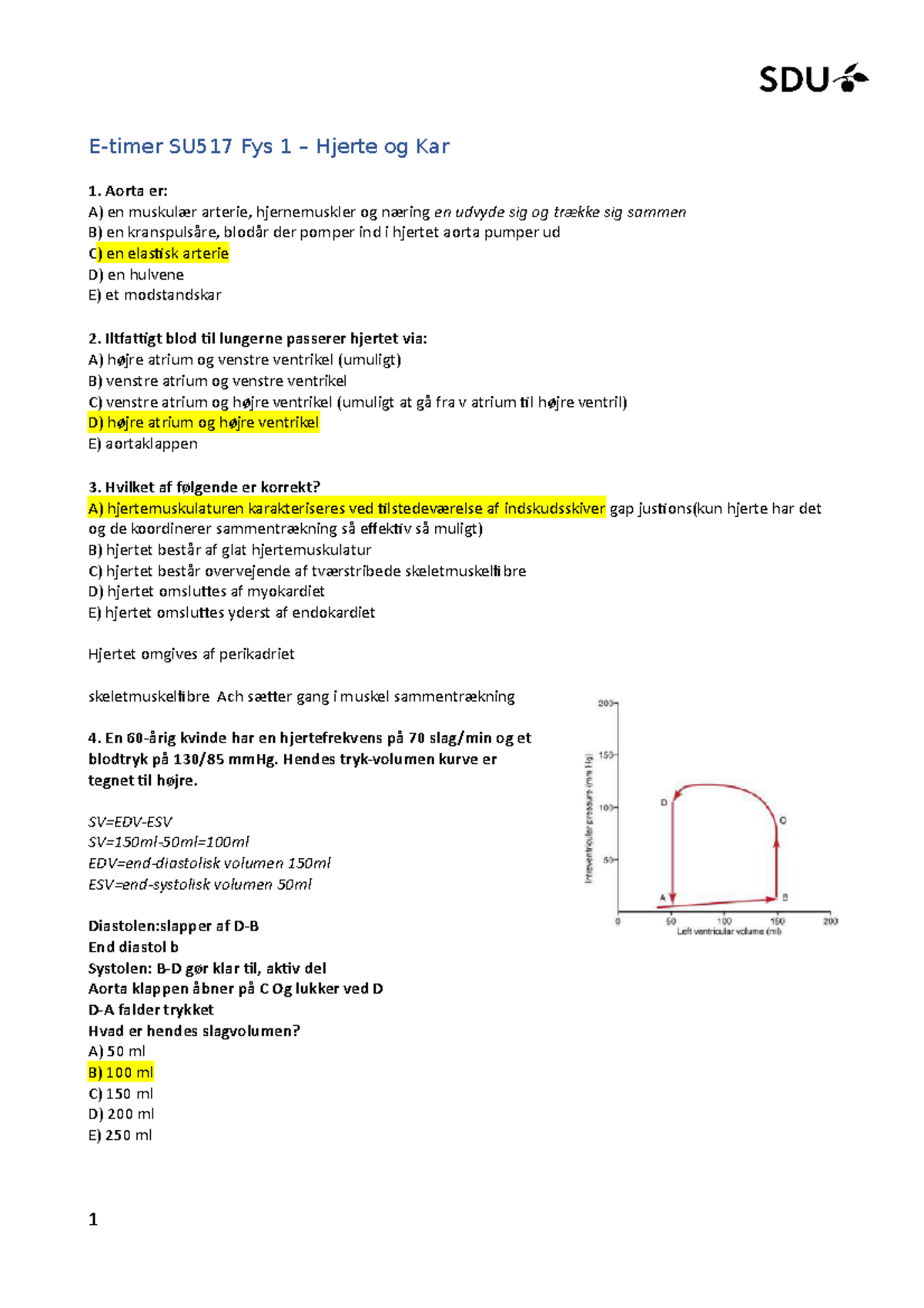 E-timer SU517 FYS1 2022 - Hjerte og Kar Studietekst og Spørgsmål - Studocu