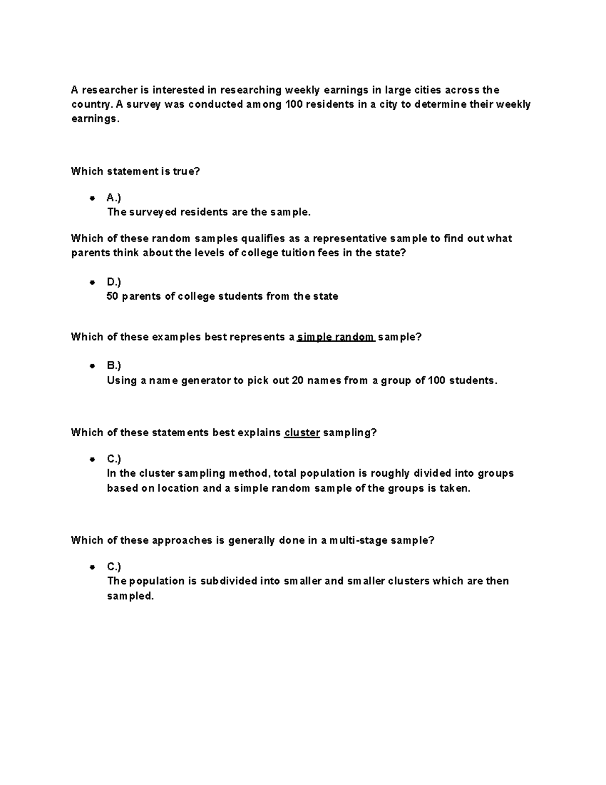 Sophia Intro to Stats Unit 1 Challenge 2: Sampling Methods Explained ...