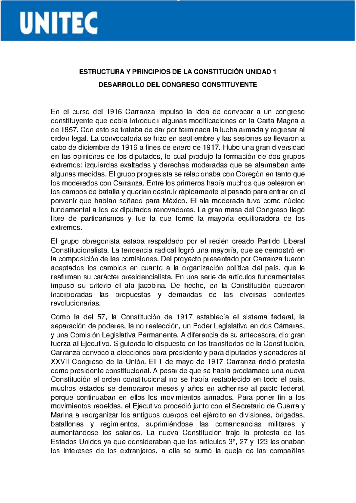Estructura y Principios de la Constitución: Unidad 1 - Congreso ...