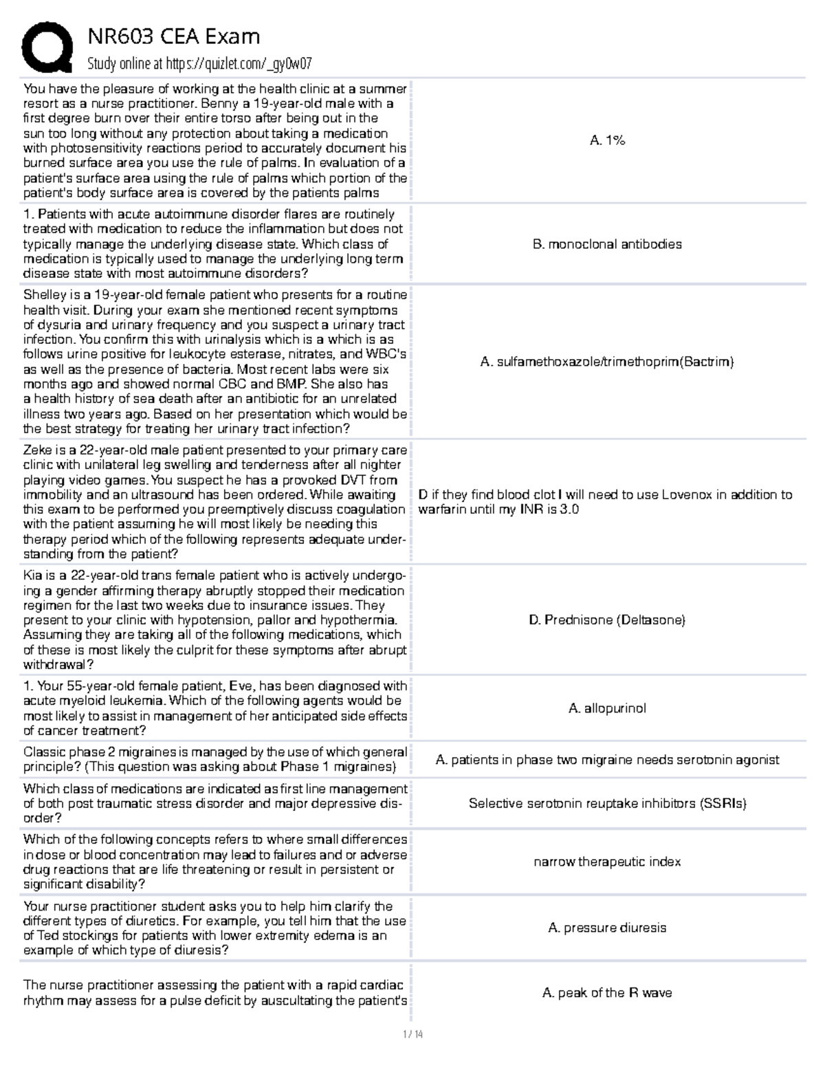 NR603 CEA Exam Study Guide: Key Concepts and Clinical Scenarios - Studocu
