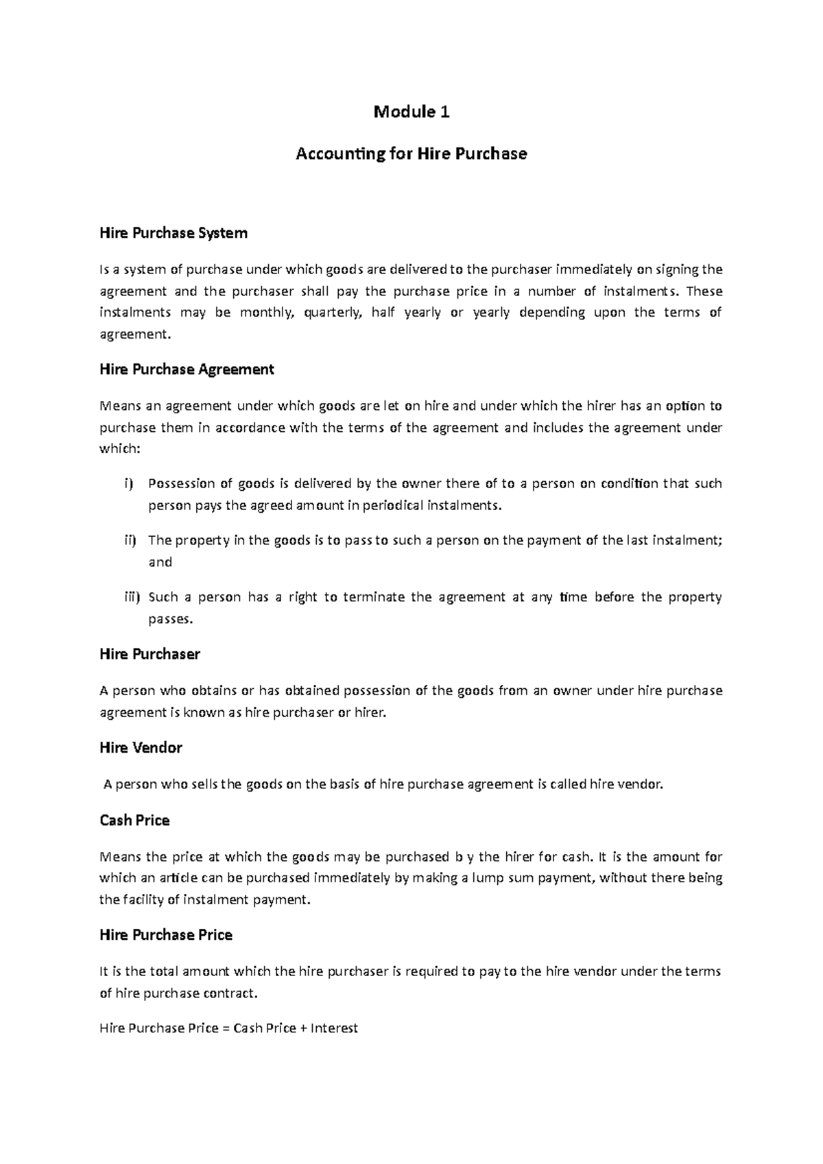 Accounting for Hire Purchase: Key Concepts and Distinctions - Studocu