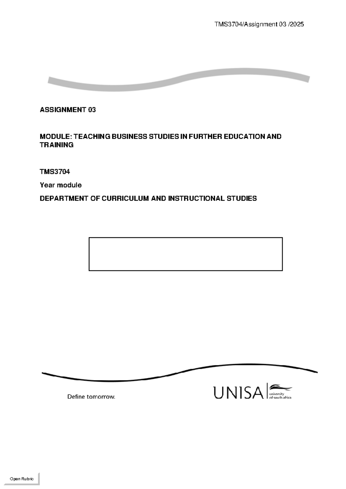 TMS3704 Assignment 03: Reflective Essay on Feedback in Teaching - Studocu