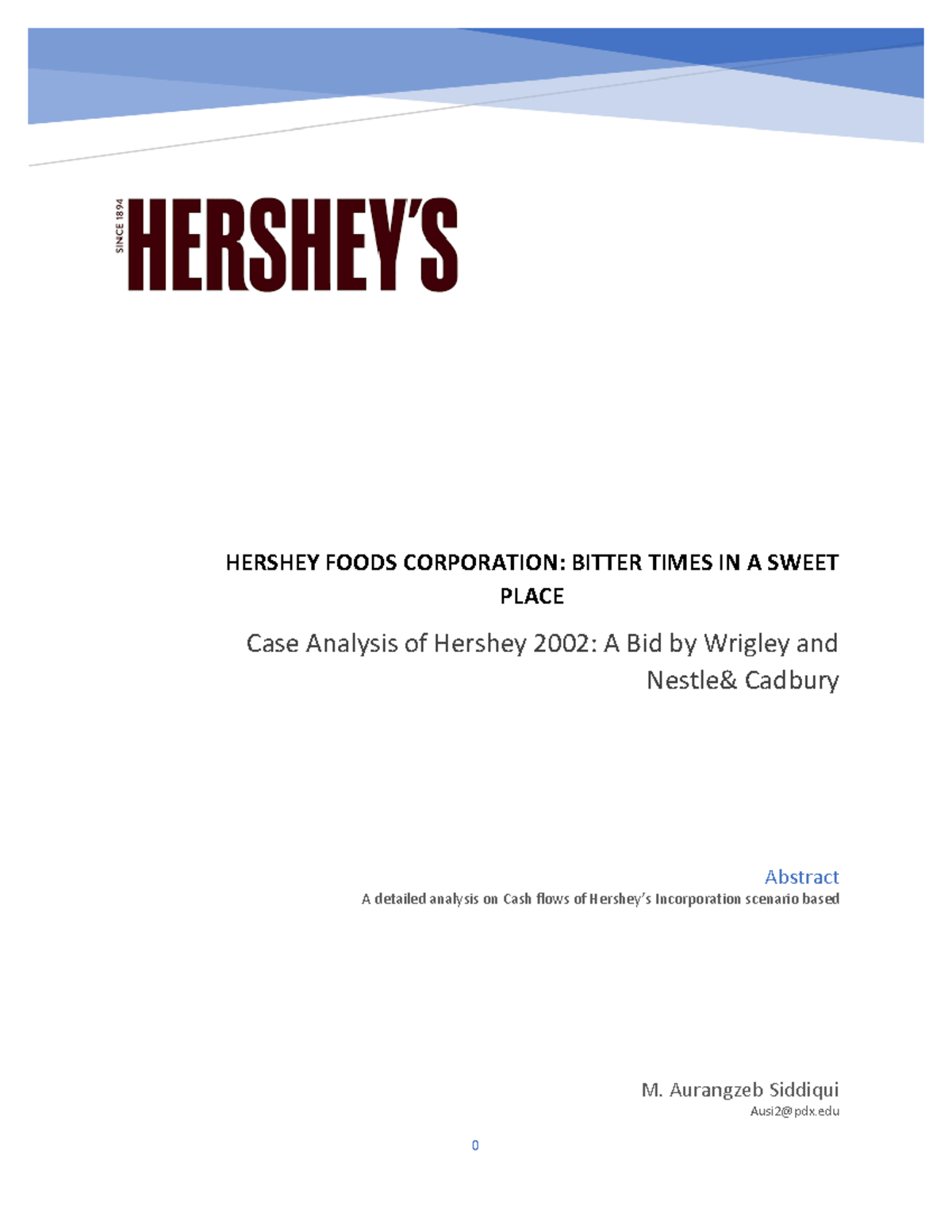 Hershey Foods Corporation Case Study: Valuation and Bid Analysis - Studocu