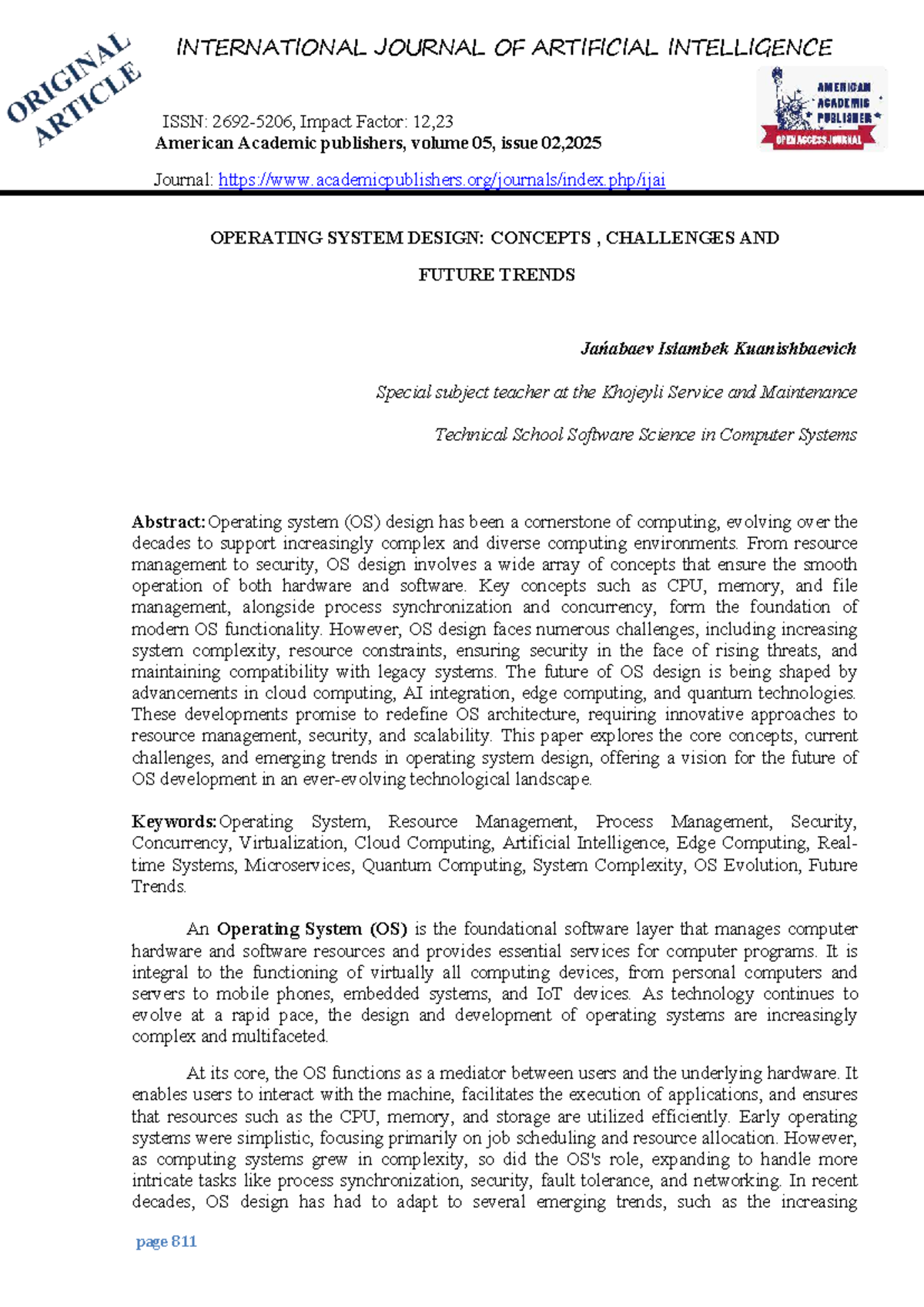 Operating System Design: Concepts, Challenges & Future Trends (AI-OS ...