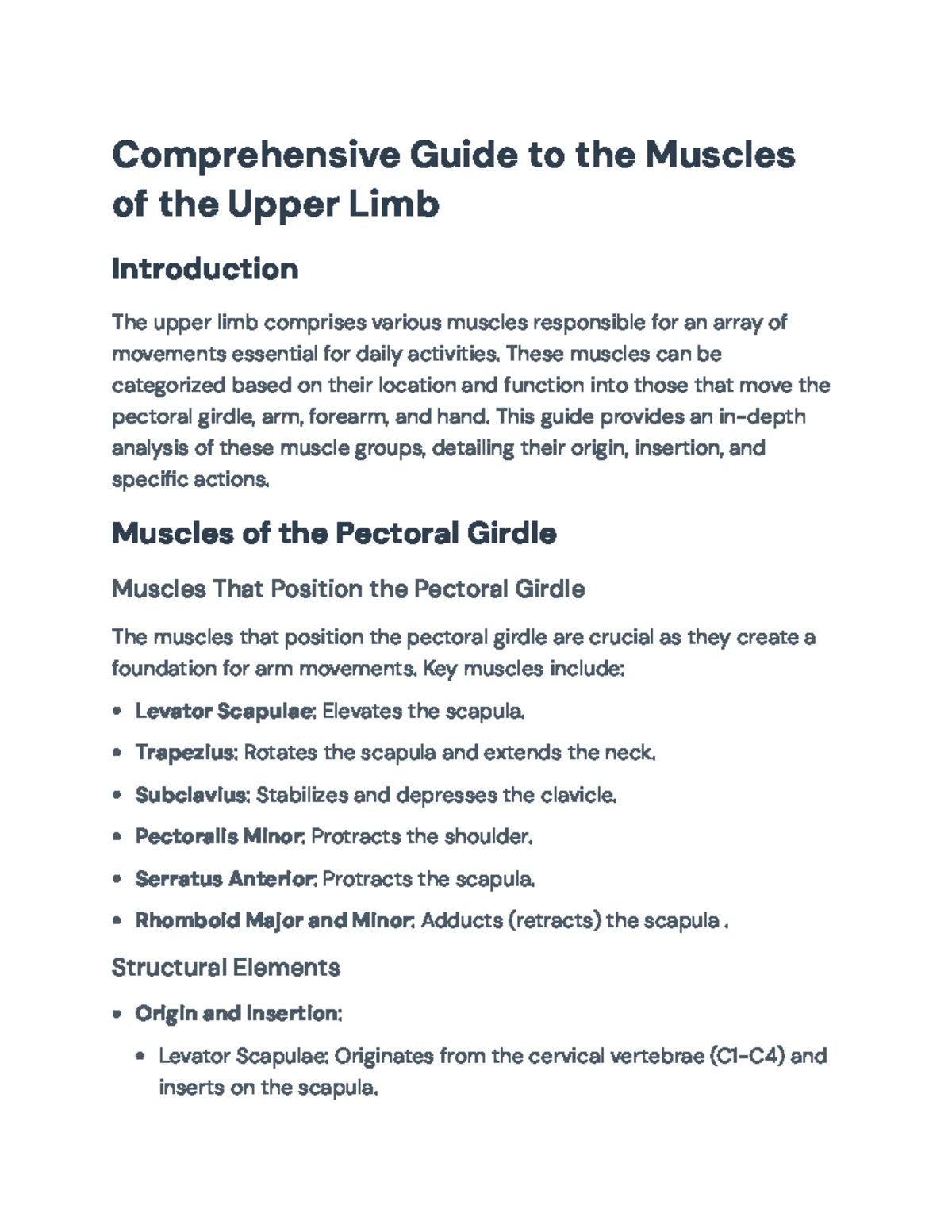 Muscles and Movements of the Upper Limb Anatomy Study Guide - Muscles ...