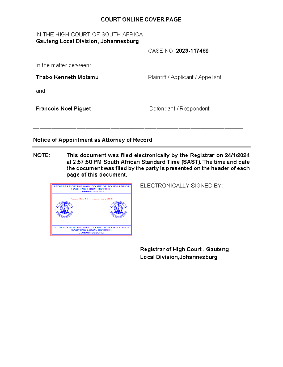 Notice of Appointment as Attorney of Record 20240124025750047 2024.01 ...