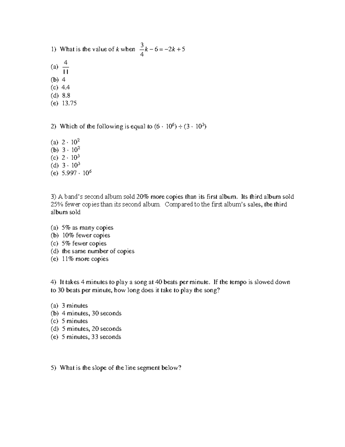 Math Placement Test Sample Questions & Explanations (MATH101) - Studocu