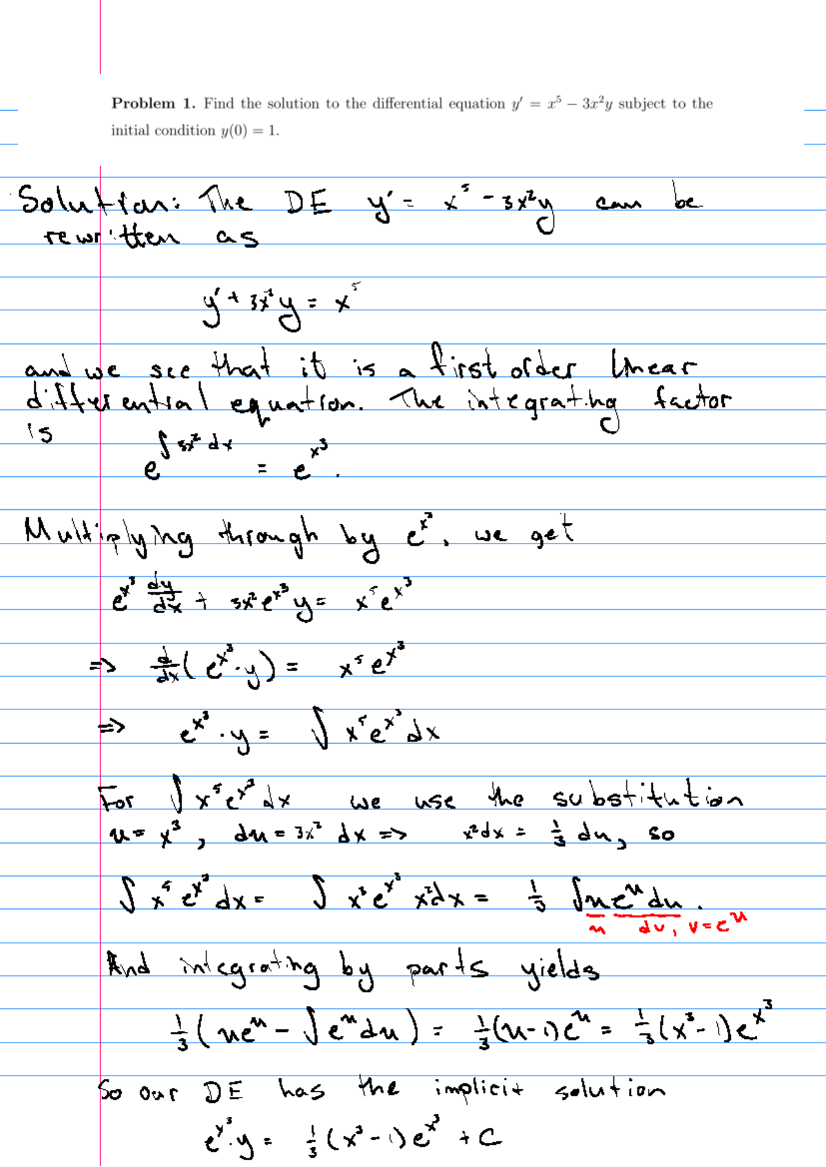 Quiz 01 Applied Equations - Problem 1. Find the solution to the ...